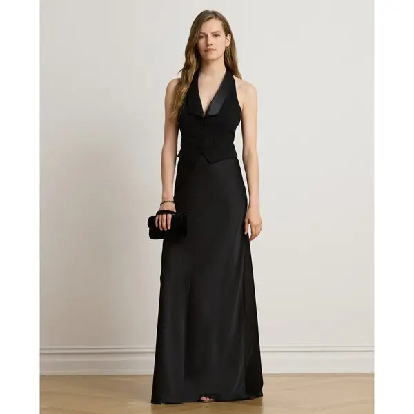 Ralph Lauren Double-faced Crepe & Satin Gown