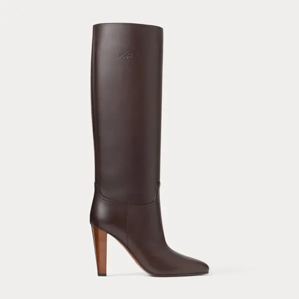 Ralph Lauren Bryne 95 Mm Calfskin Boot - Chocolate