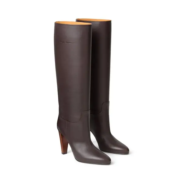 Ralph Lauren Bryne 95 Mm Calfskin Boot - Chocolate