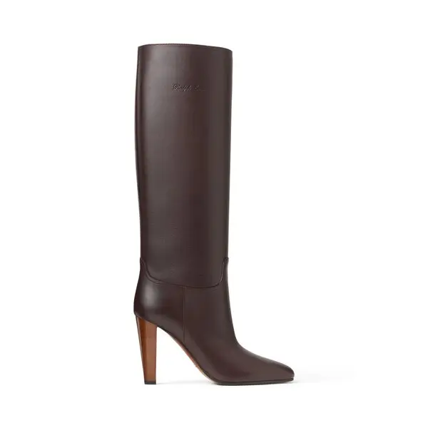 Ralph Lauren Bryne 95 Mm Calfskin Boot - Chocolate