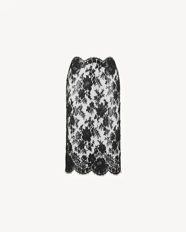 Saint Laurent Pencil Skirt In Silicone-coated Lace
