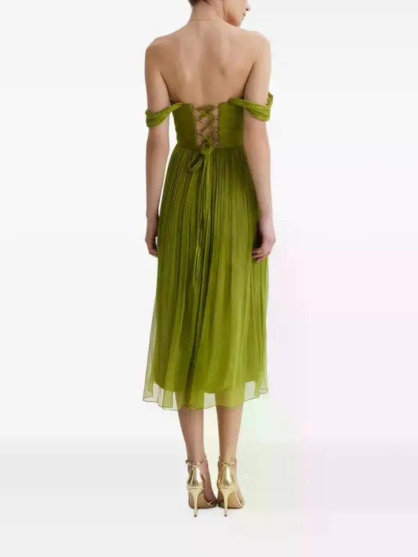 FRAMBOISE Canneline Off-shoulder Pleated Midi Dress