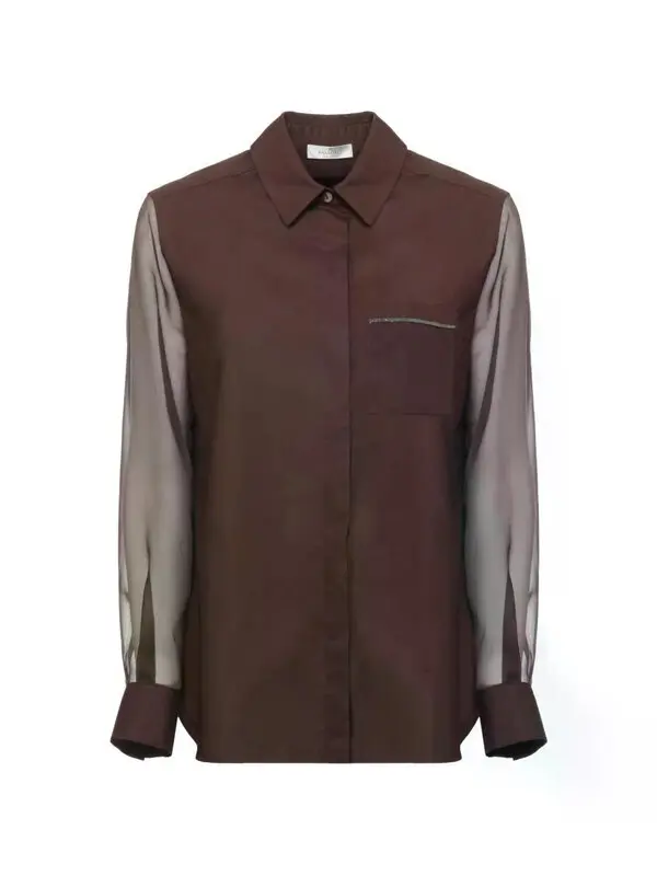 PANICALE Sheer-sleeve Button-back Shirt