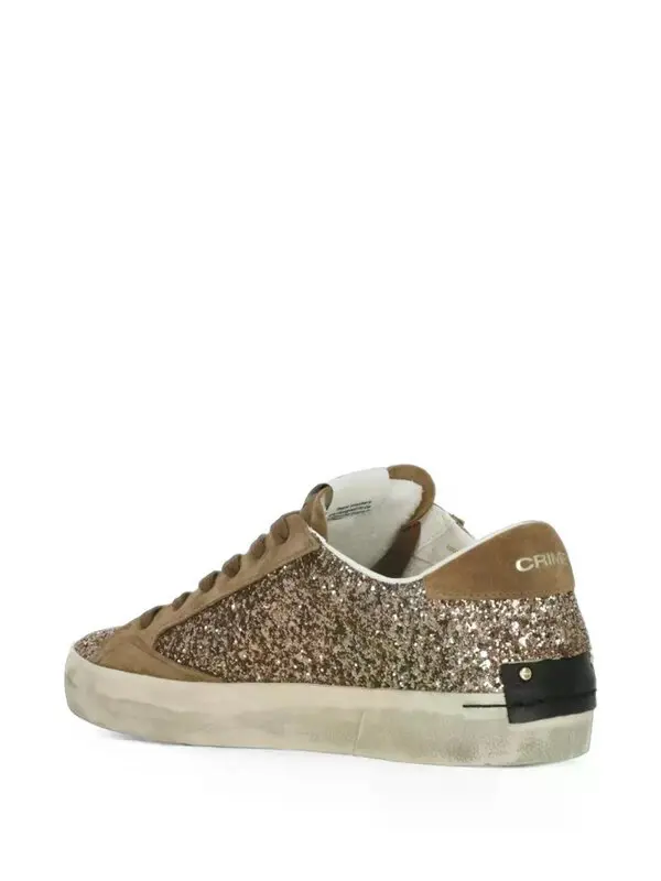 CRIME LONDON Distressed Glitter-detail Sneakers
