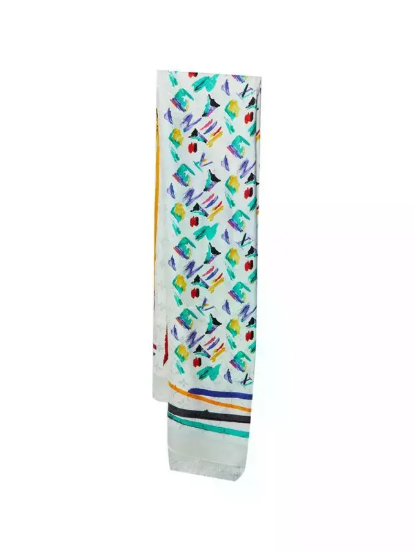 LOUIS VUITTON Monogram Splash Shawl - White