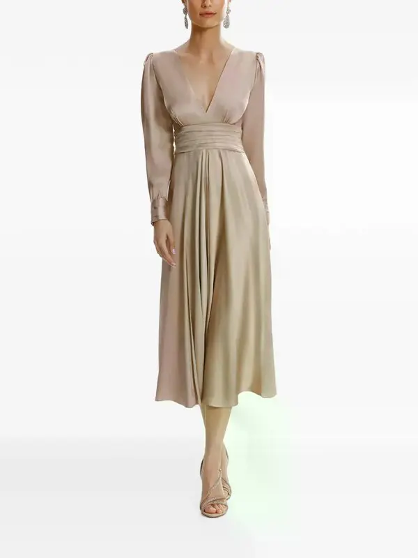 FRAMBOISE Yuno Satin-finish Bow-detail Midi Dress