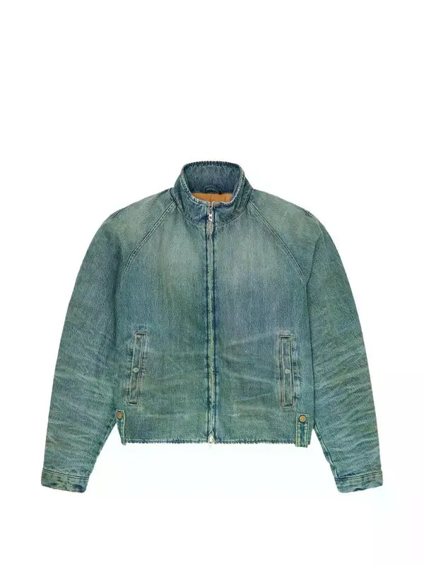 DIESEL® Padded Jacket In Dirty-effect Creased Denim