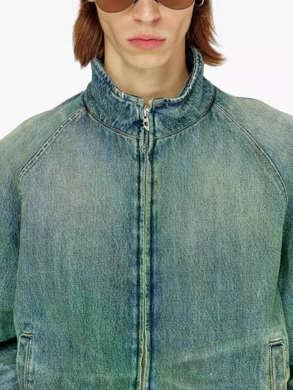 DIESEL® Padded Jacket In Dirty-effect Creased Denim