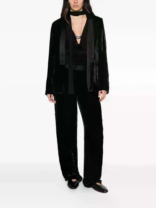 FORTE_FORTE Crushed-velvet Satin-trim Trousers