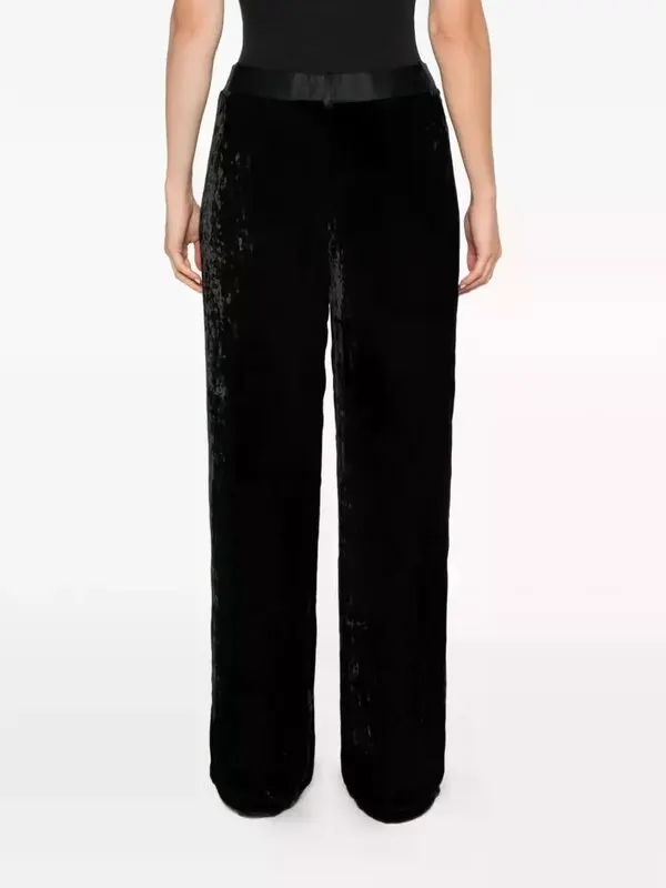 FORTE_FORTE Crushed-velvet Satin-trim Trousers