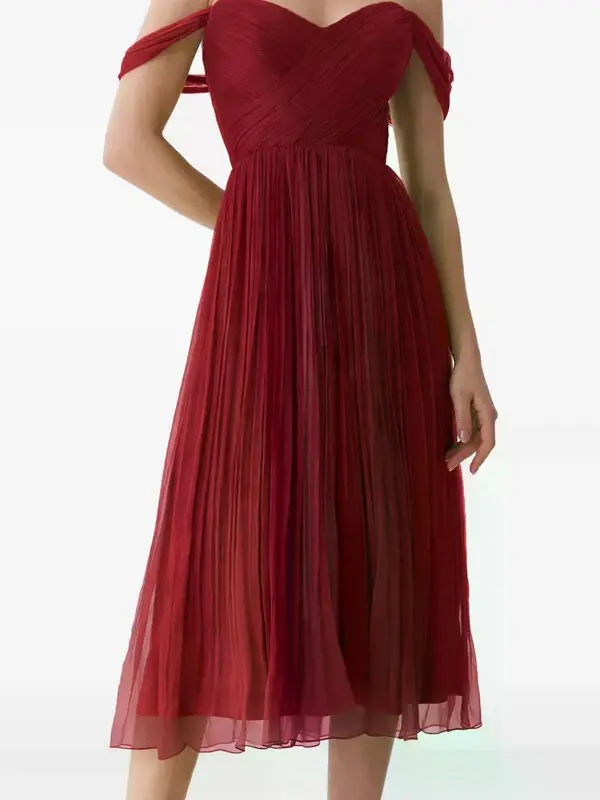 FRAMBOISE Canneline Lace-up Pleated Midi Dress