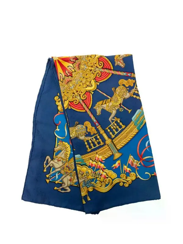 Hermès 1990-2010 Luna Park Silk Scarf 90 Scarves - Blue