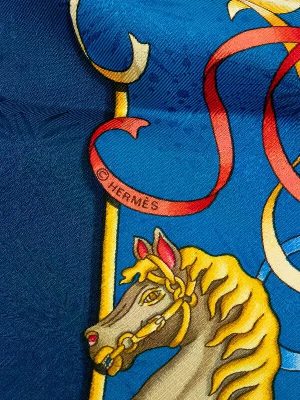 Hermès 1990-2010 Luna Park Silk Scarf 90 Scarves - Blue