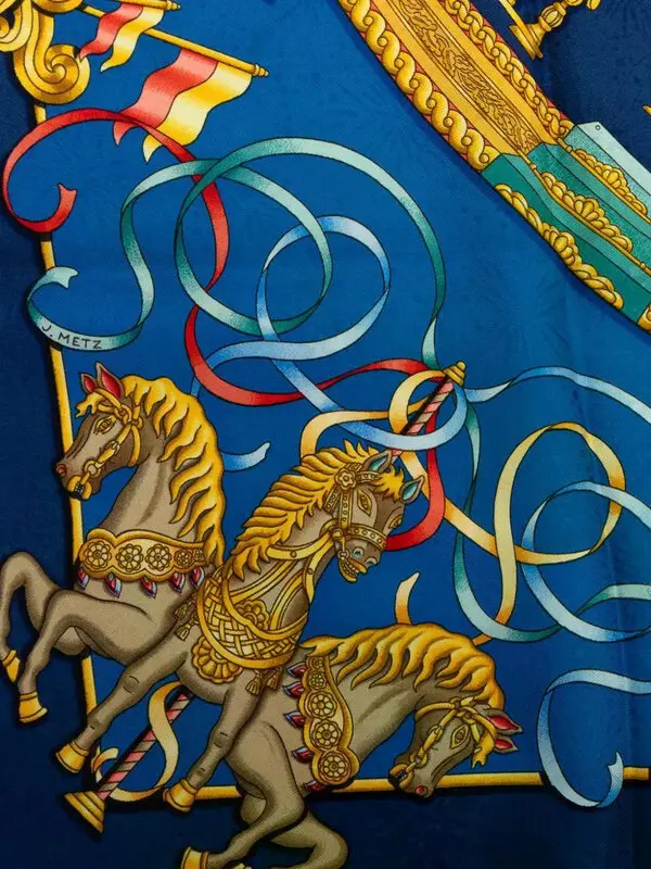 Hermès 1990-2010 Luna Park Silk Scarf 90 Scarves - Blue
