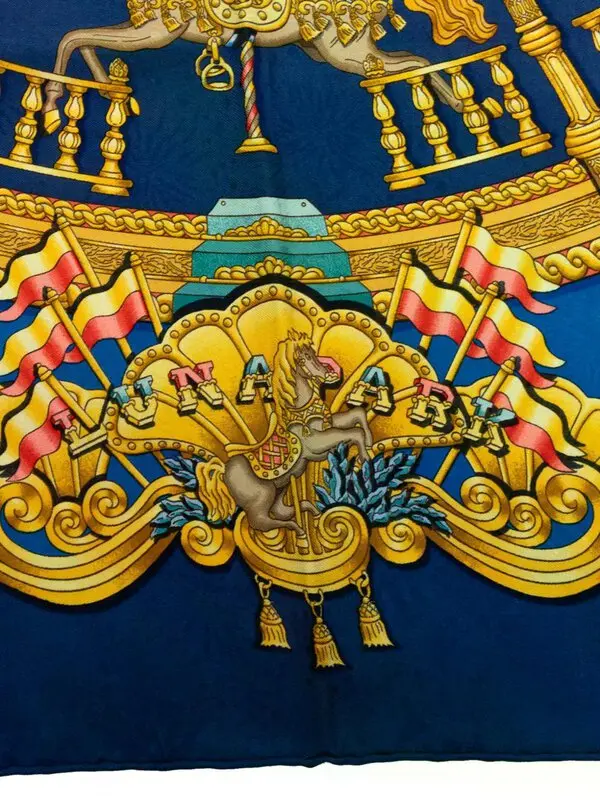 Hermès 1990-2010 Luna Park Silk Scarf 90 Scarves - Blue