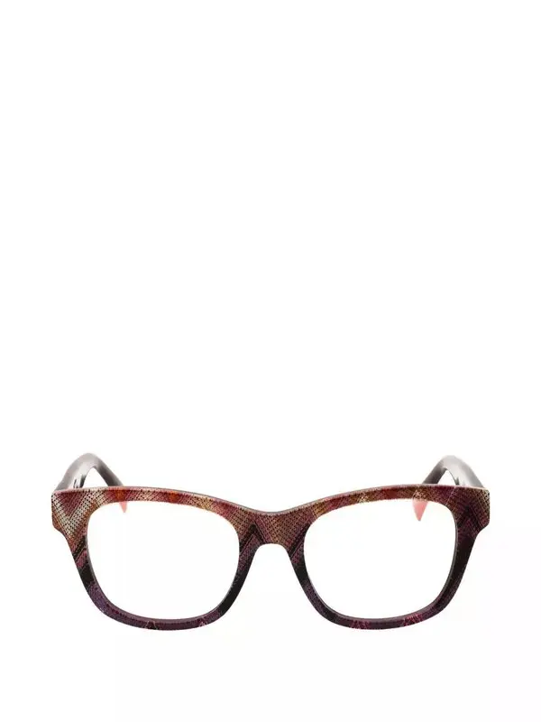 Missoni Zigzag-print Rectangle-frame Glasses - Red