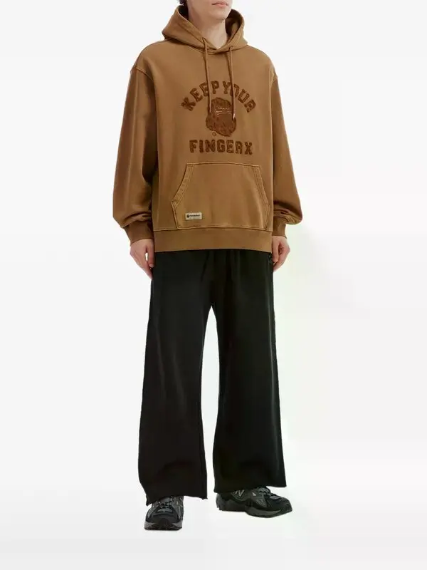 FINGERCROXX Logo-embroidered Raw-edge Trousers
