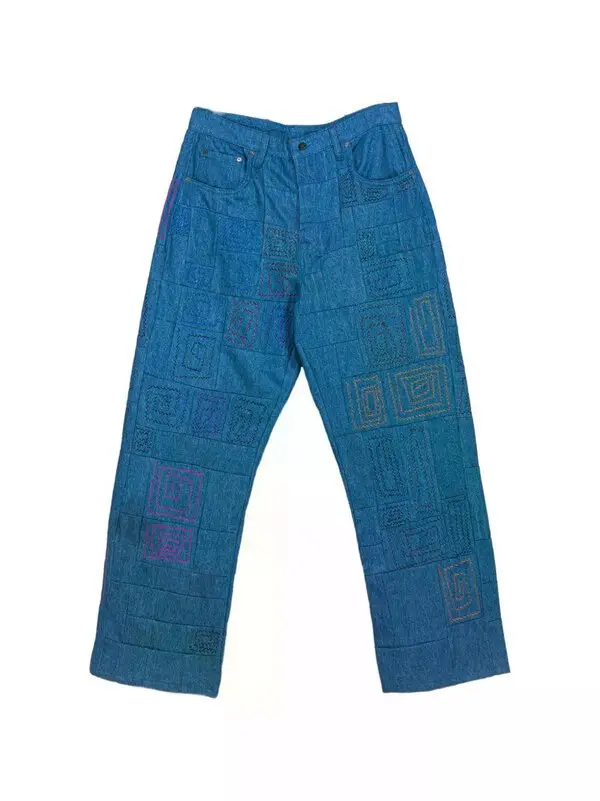 GLASS CYPRESS Patchwork Embroidered Jeans - Blue