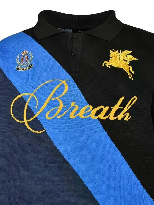 BREATH Double-jacquard Embroidered Polo Shirt - Black