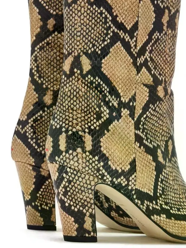 AeydĒ Silva Snake-effect Knee-high Boots - Neutrals
