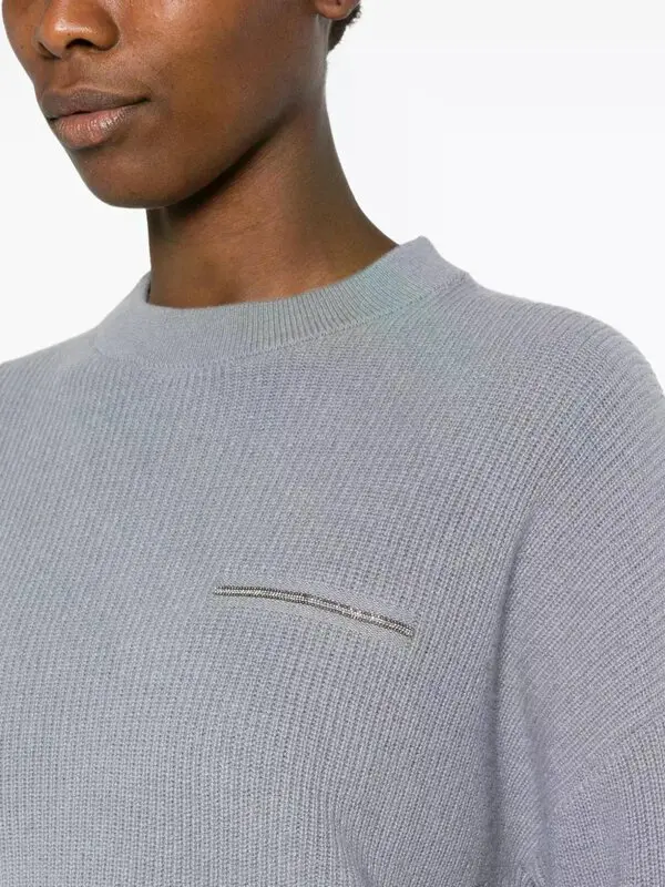Peserico Ribbed-knit Monili-embellished Sweater