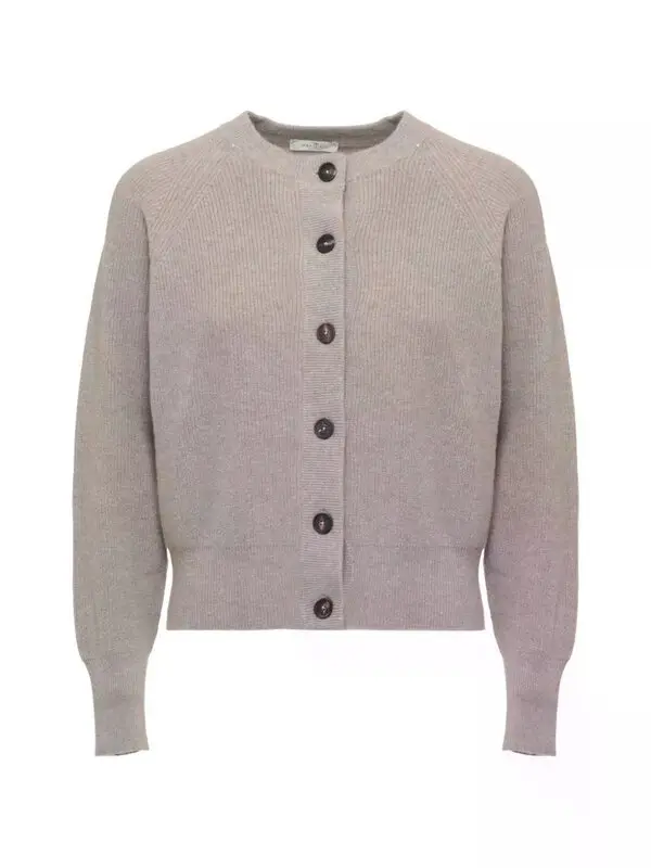 PANICALE Shiny Sequin-embellished Ribbed Cardigan