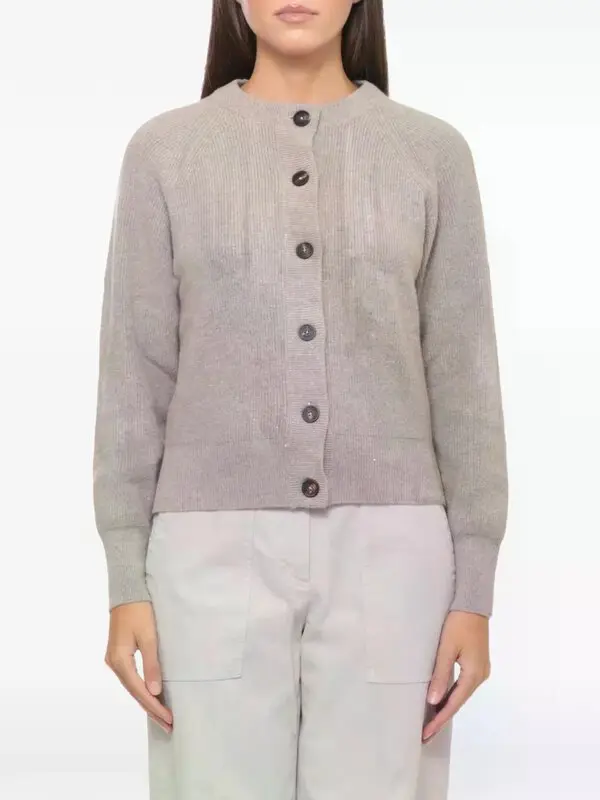 PANICALE Shiny Sequin-embellished Ribbed Cardigan