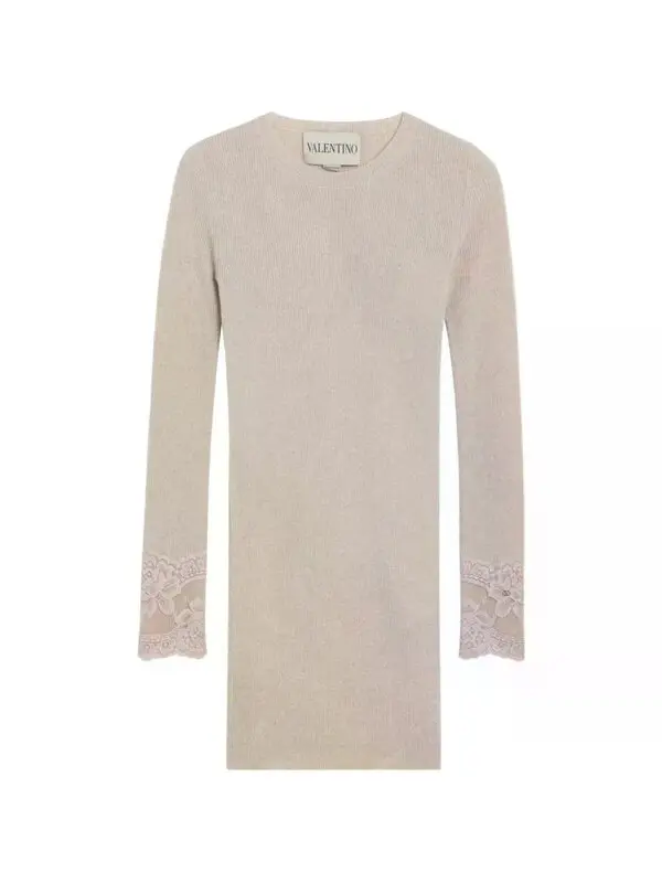 Valentino Garavani Lace-trim Ribbed-knit Sweater