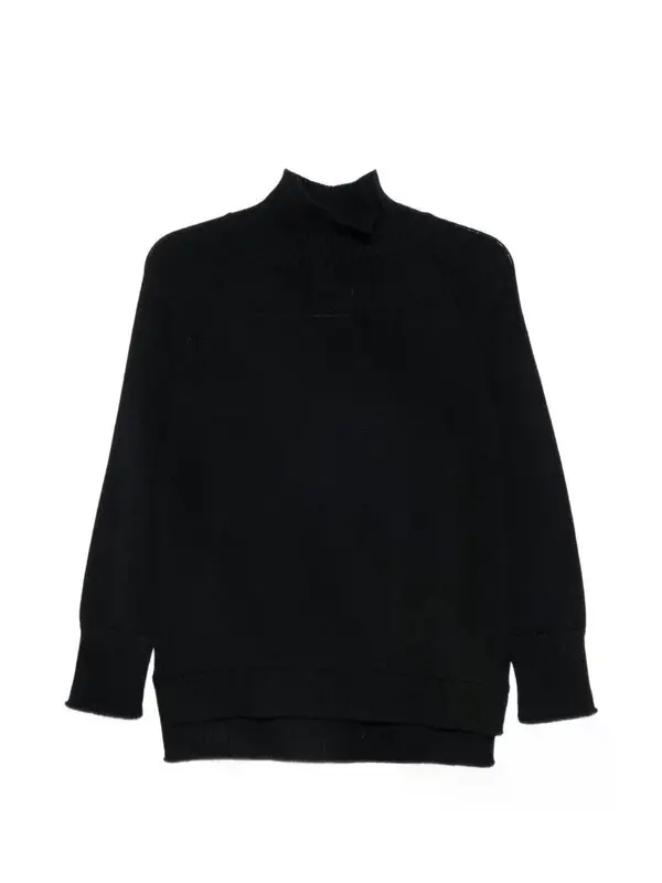 INTRECCI High-neck Raglan-sleeve Sweater - Blue