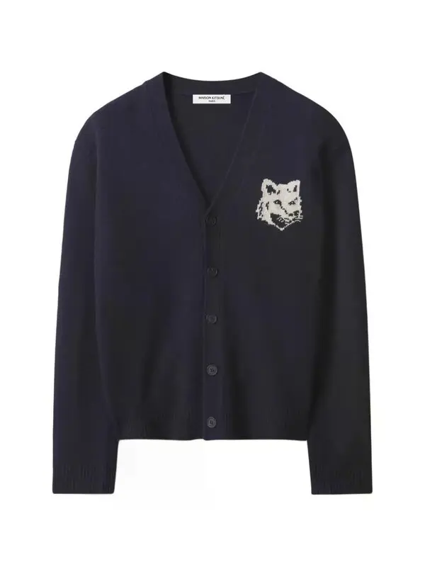 Maison Kitsuné V-neck Wool Cardigan
