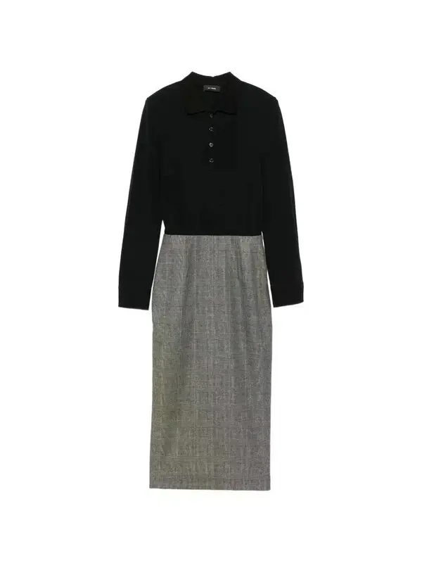 WILLY CHAVARRIA Padded-shoulder Polo-collar Dress