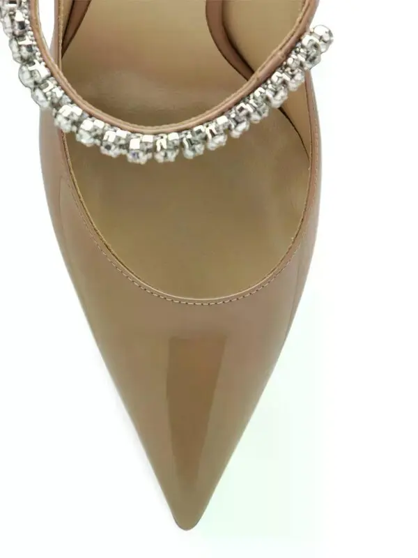JIMMY CHOO Bing 100 Ballet Patent-leather Mules With Crystal Strap