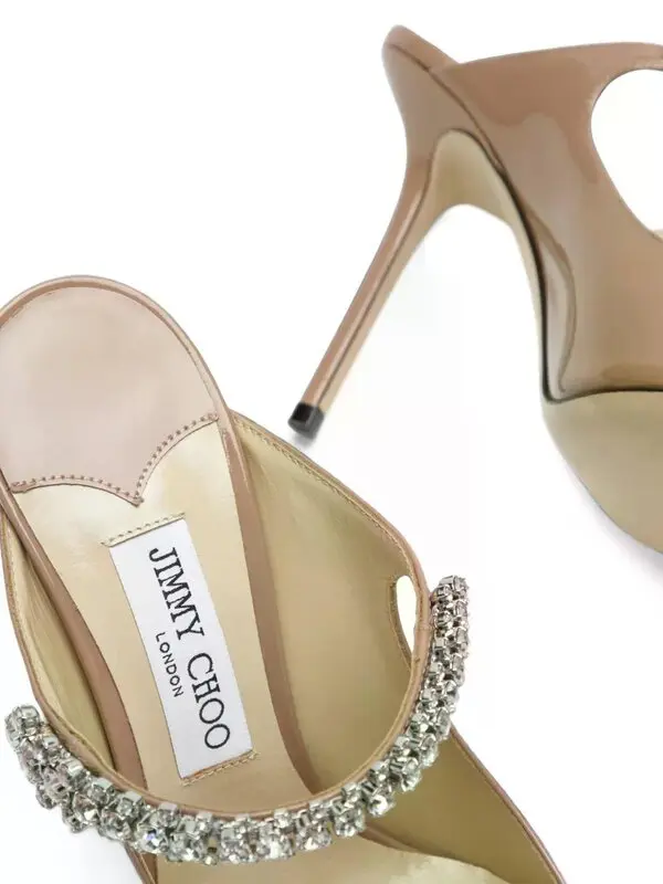 JIMMY CHOO Bing 100 Ballet Patent-leather Mules With Crystal Strap