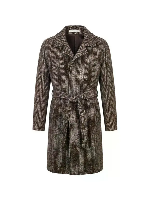 Tagliatore Herringbone-pattern Belted Coat