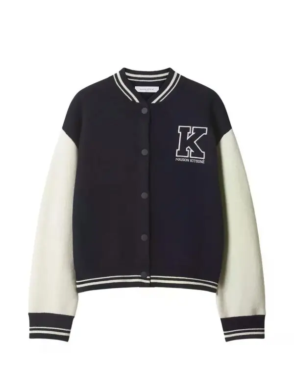 Maison Kitsuné Logo-embroidered Colour-block Bomber Jacket