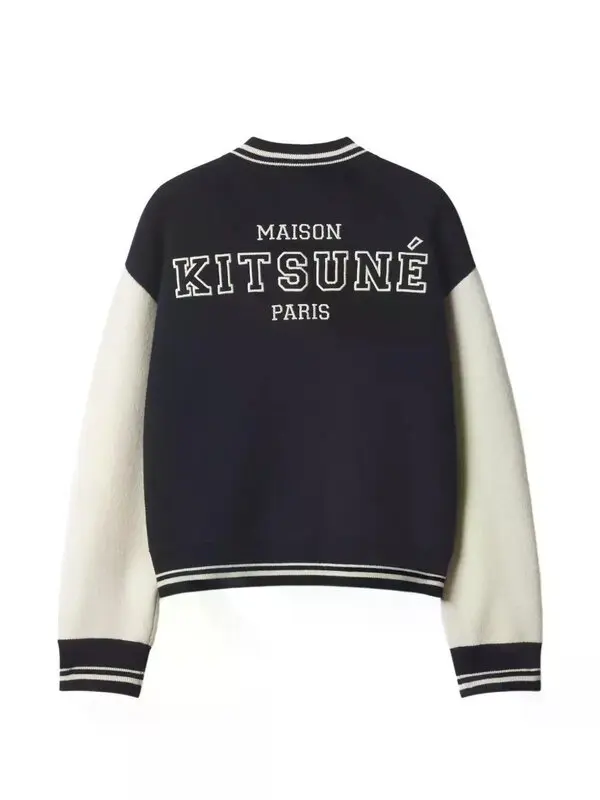 Maison Kitsuné Logo-embroidered Colour-block Bomber Jacket