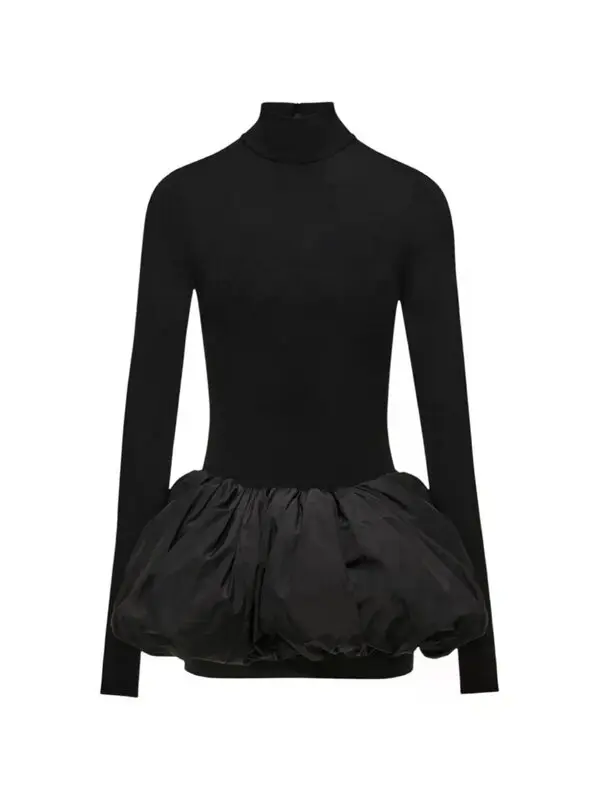 Magda Butrym Puff-skirt High-neck Mini Dress - Black