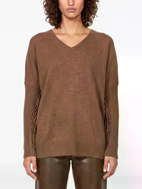GOTHA Fringed V-neck Sweater