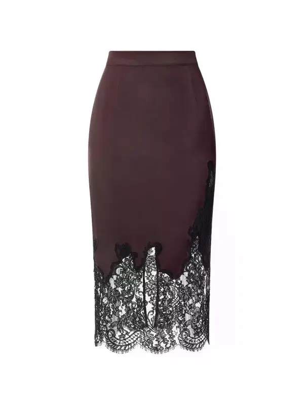 IL VOLO Eva Lace-trimmed Silk Skirt - Brown
