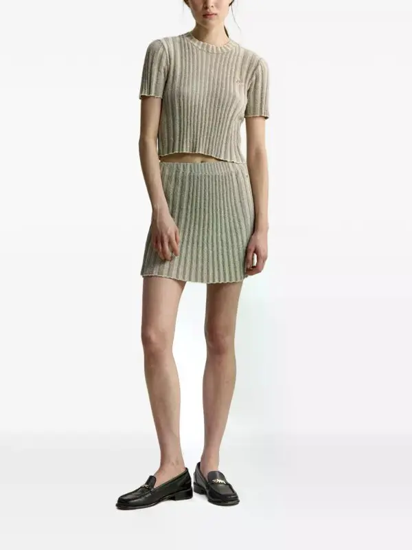 Maison Kitsuné Ribbed-knit Logo-patch Mini Skirt