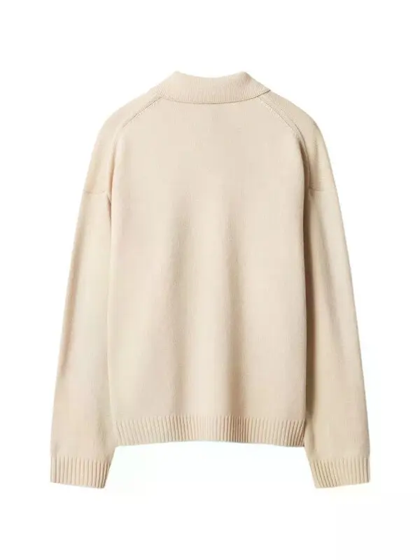 Maison Kitsuné Fox-intarsia Polo-collar Sweater