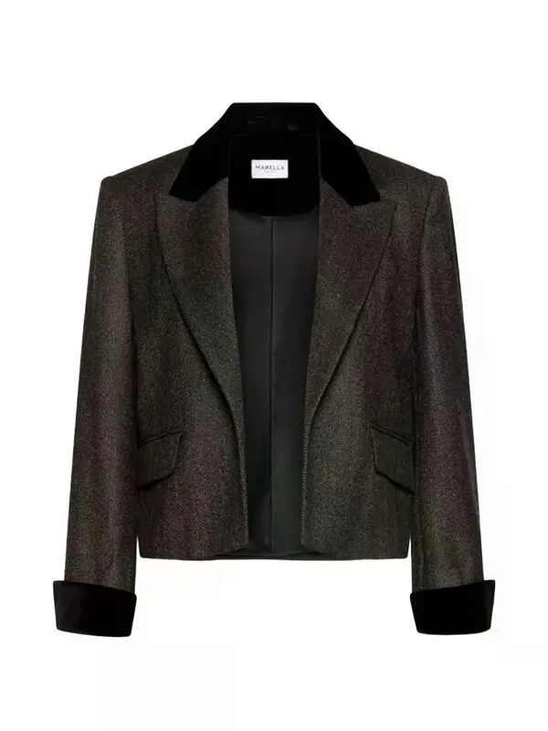 Marella Herringbone-pattern Cropped Jacket