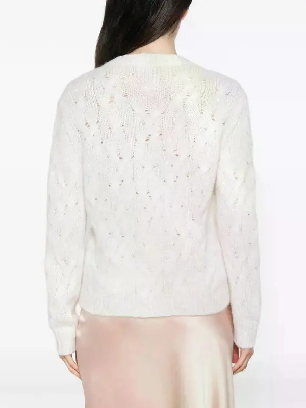 Fabiana Filippi Sequin-embellished Cable-knit Cardigan
