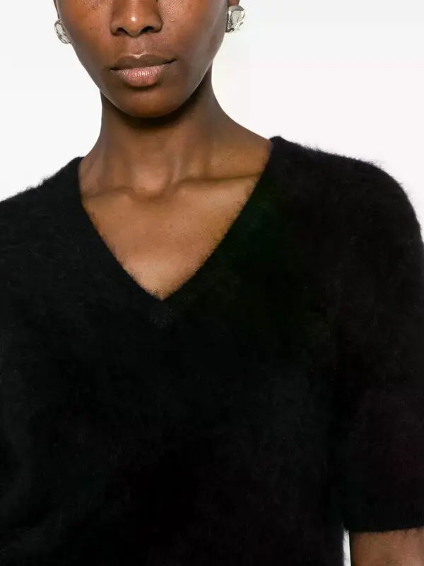 LISA YANG Lovisa V-neck Short-sleeve Sweater