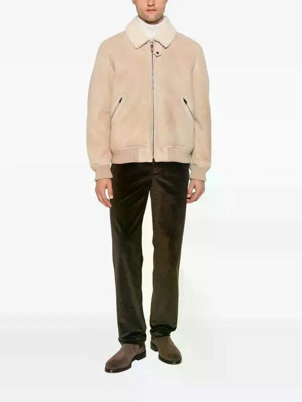 Canali Shearling-collar Leather Jacket