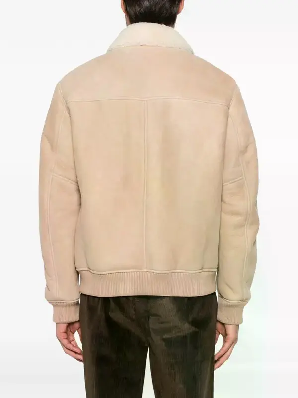 Canali Shearling-collar Leather Jacket