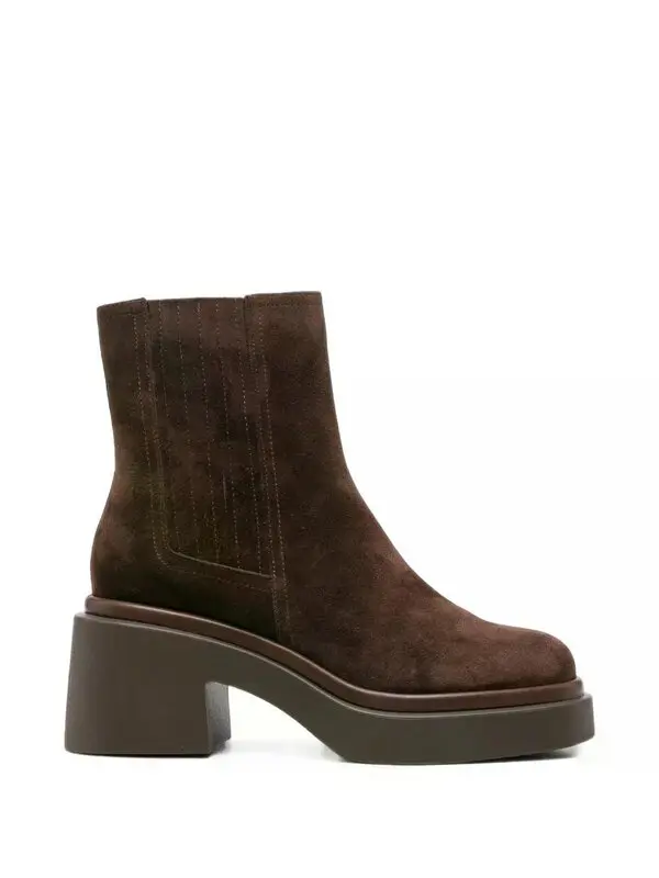 BRUNO PREMI Suede Platform Ankle Boots - Brown