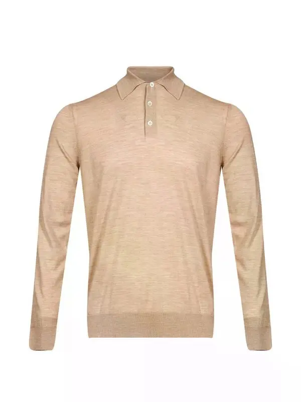 LARDINI Long-sleeve Knitted Polo Shirt