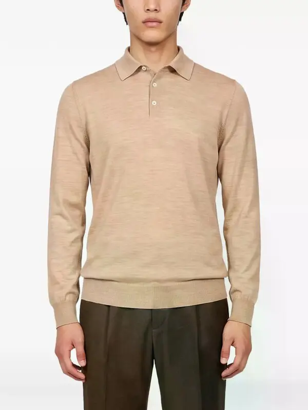 LARDINI Long-sleeve Knitted Polo Shirt