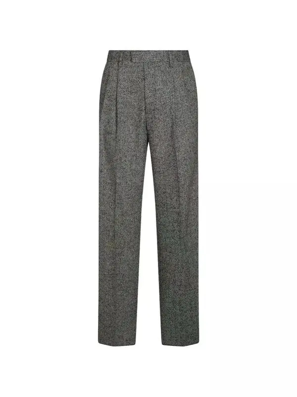 LARDINI Pleated Herringbone Trousers